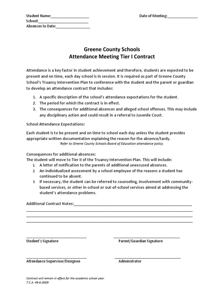 Attendance Contract | PDF | Government | Justice