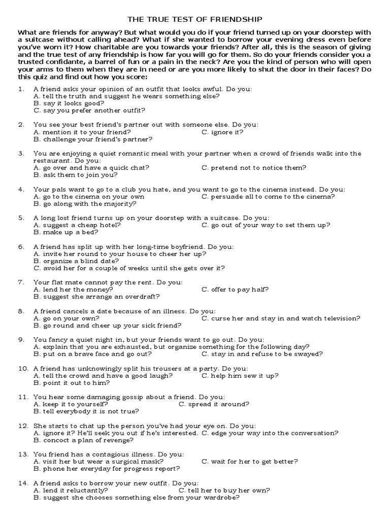 The True Test of Friendship | PDF