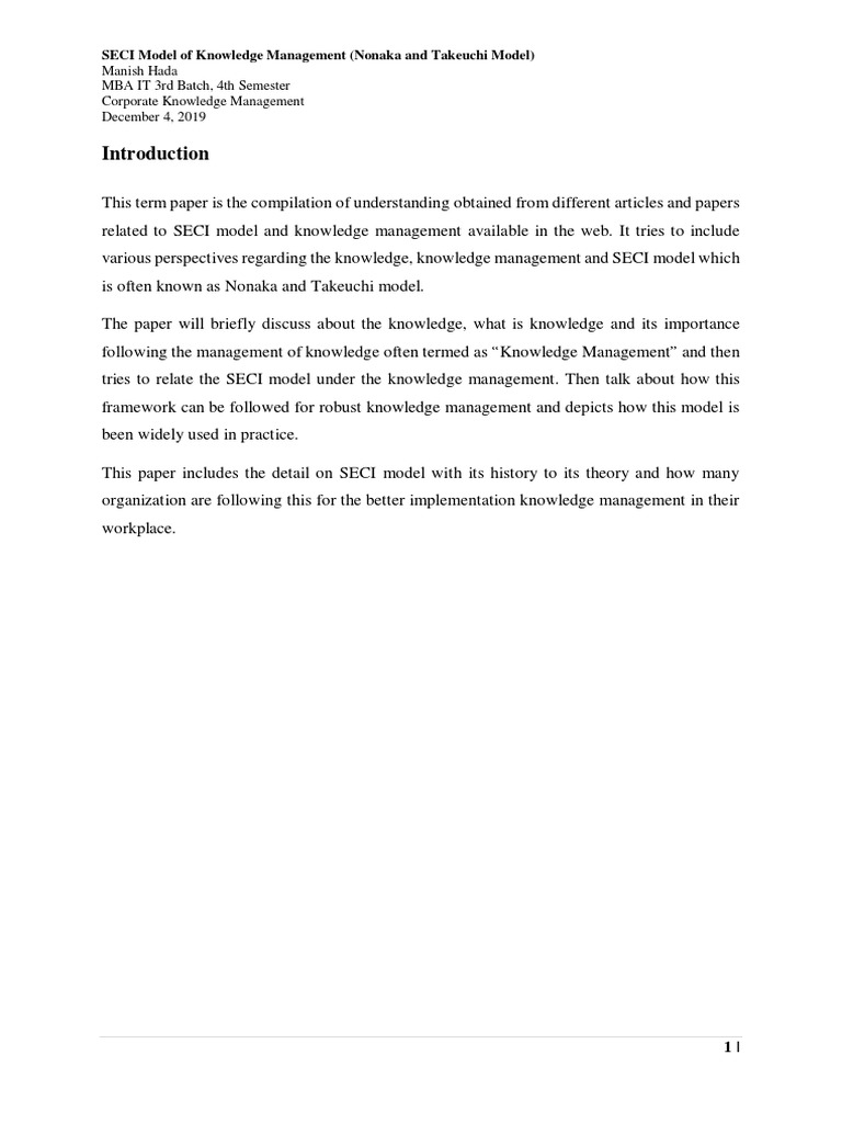 SECI Model-CKM | PDF | Knowledge Management | Tacit Knowledge