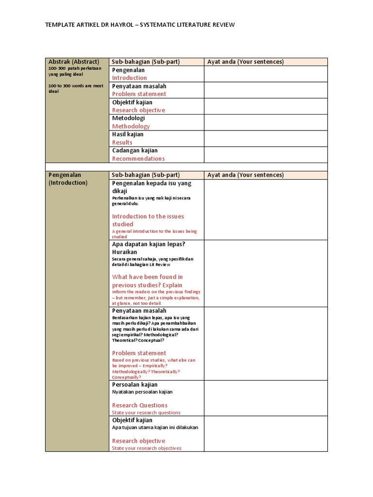 Systematic Literature Review - Template | PDF | Data Analysis ...