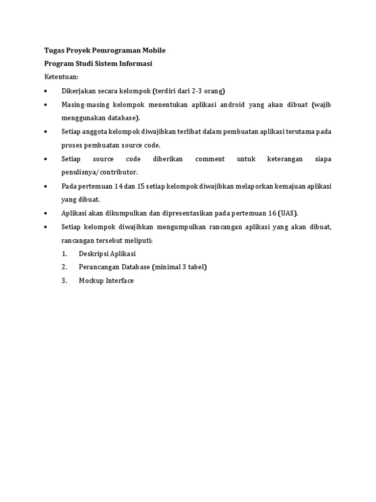 Tugas Proyek Pemrograman Mobile PDF | PDF
