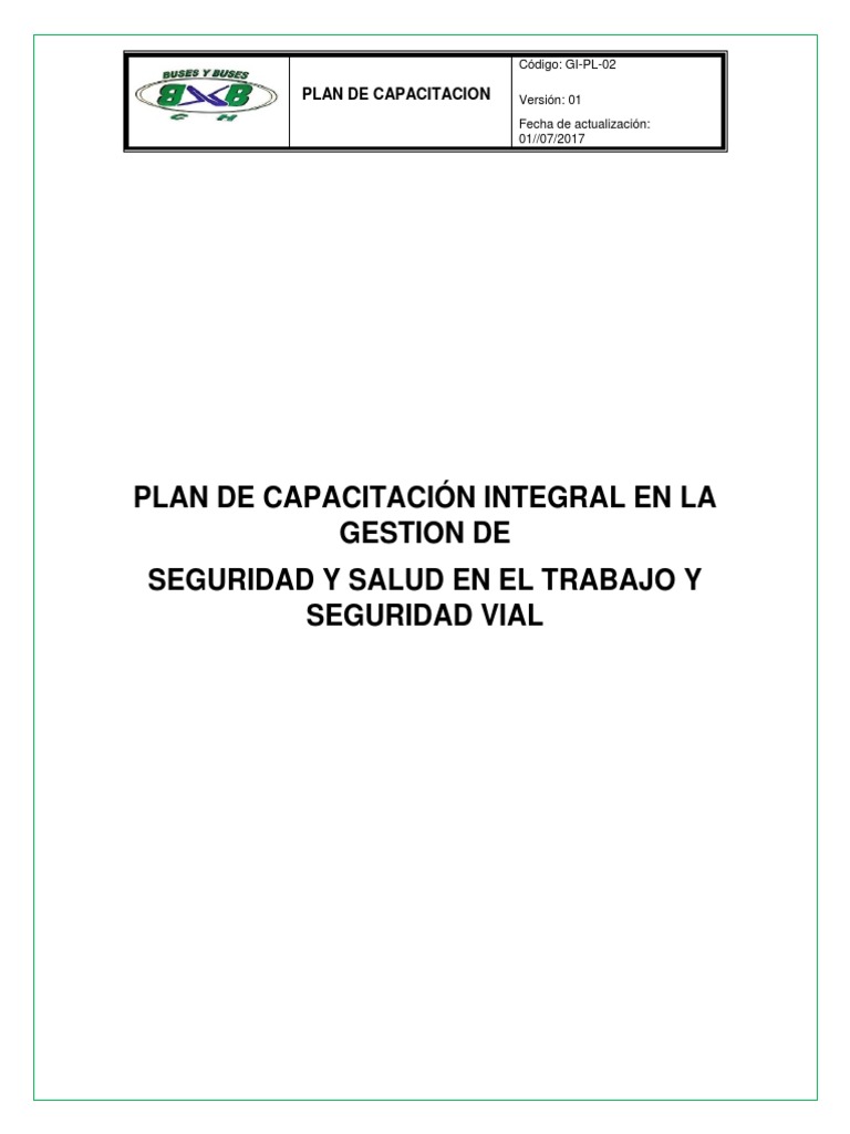 Gi Pl 02 Plan De Capacitacion Sst Y Sv Pdf Seguridad Y Salud