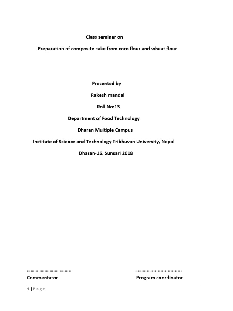 Class Seminar On | PDF | Cakes | Maize
