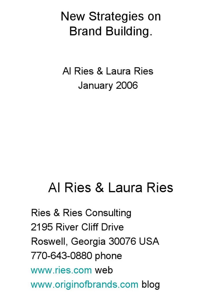 New Strategies On Brand Building.: Al Ries & Laura Ries January 2006 | PDF