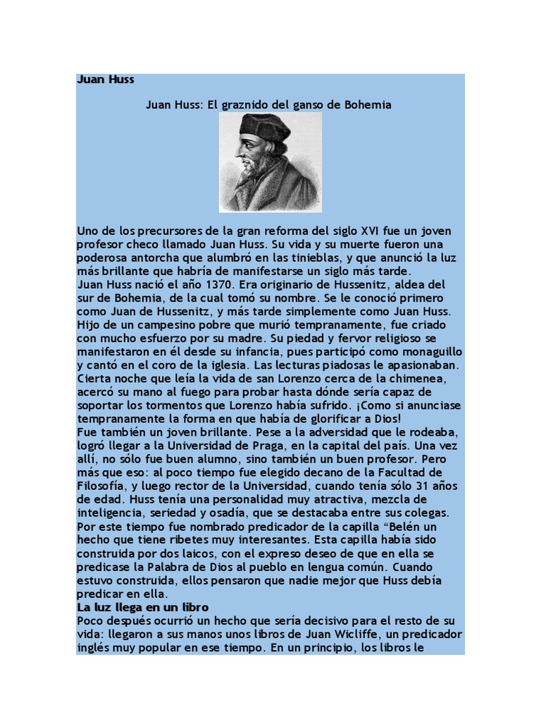 Juan Huss BIOGRAFIA | Religión y creencia