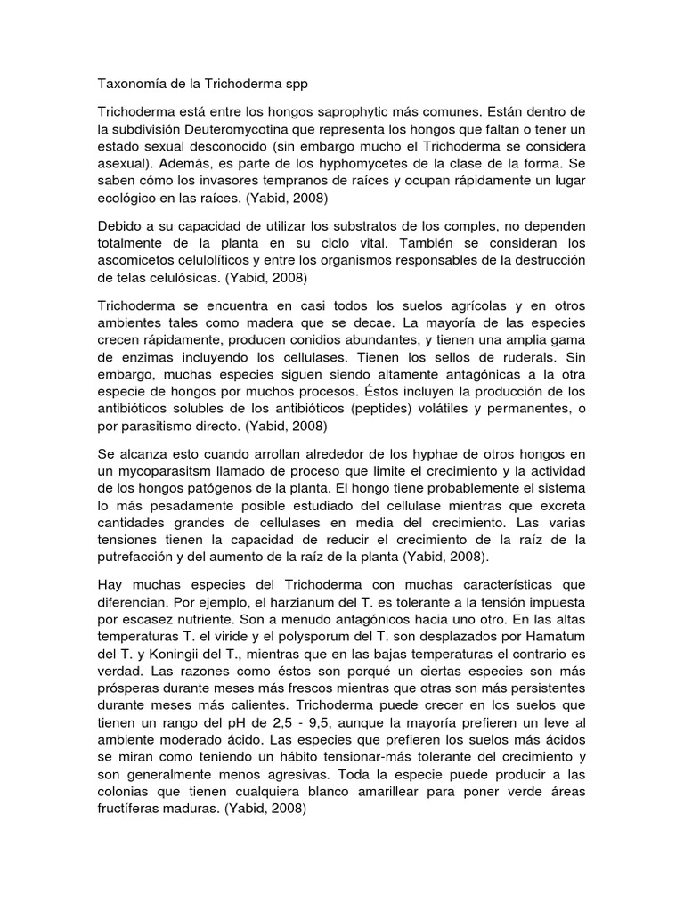 Taxonomía de La Trichoderma SPP | PDF | Hongo | Especies