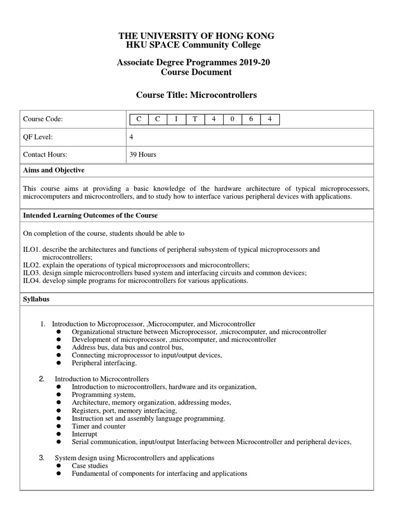 Microcontroller Basics Course | PDF | Microcontroller | Microprocessor