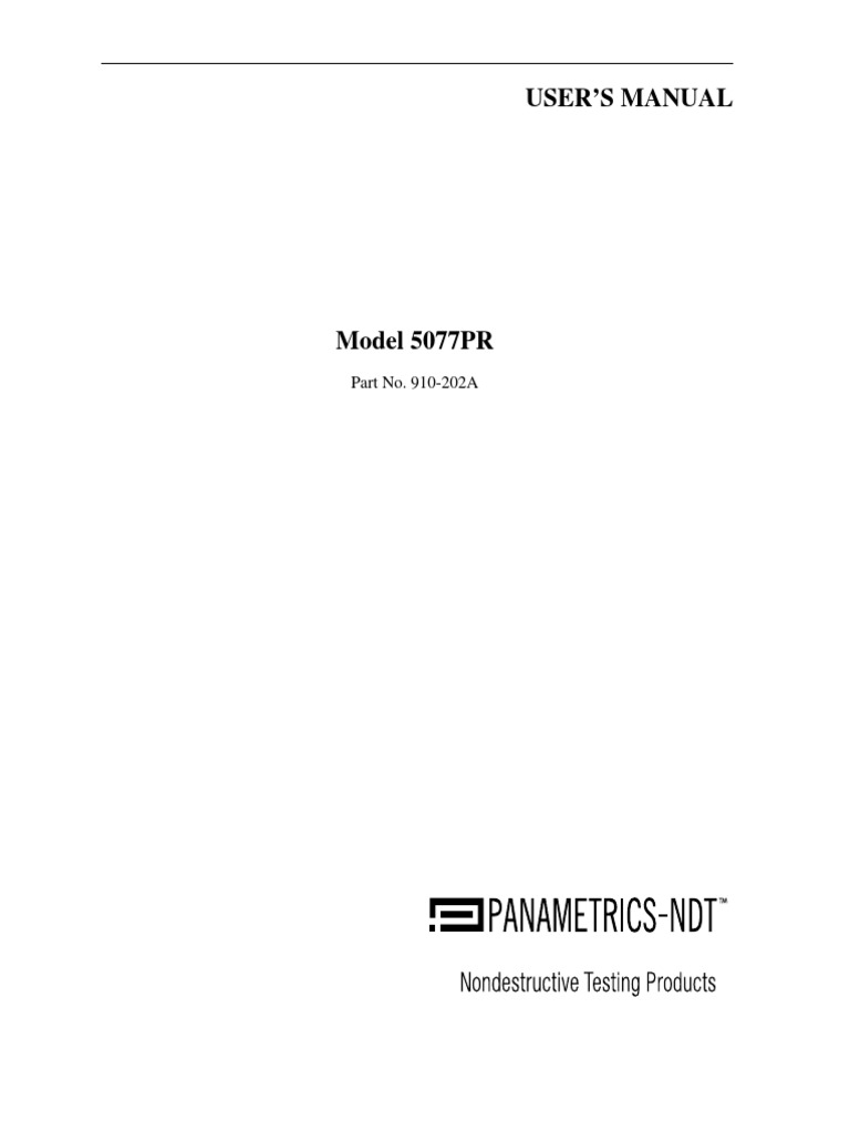 Pulser-Receiver 5077pr Manual | PDF | Coaxial Cable | Amplitude