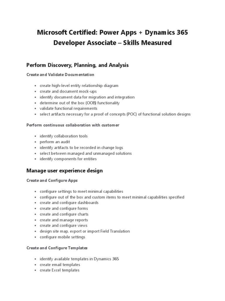 Microsoft Power Apps Dynamics 365 Developer Associate Skills Measured ...