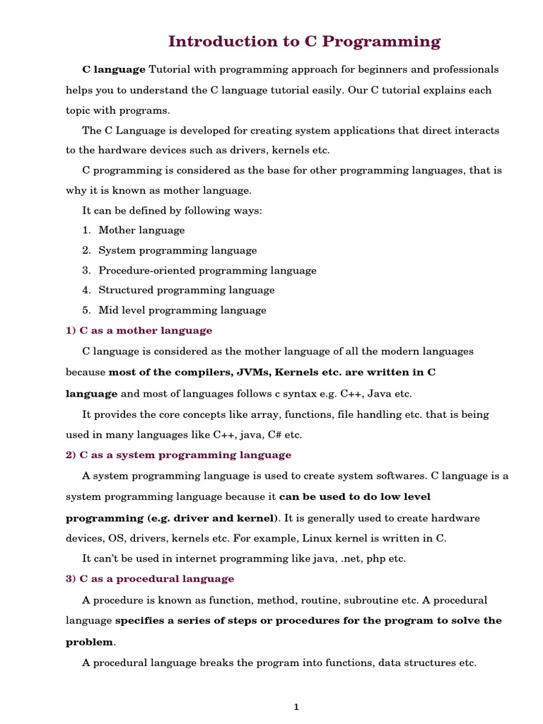 C Notes Full | PDF | C (Programming Language) | Control Flow