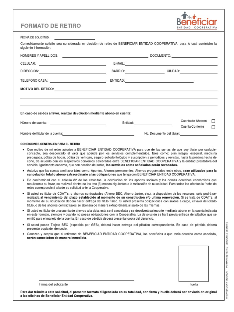 Formato Retiro | PDF | Póliza de seguros | Gobierno