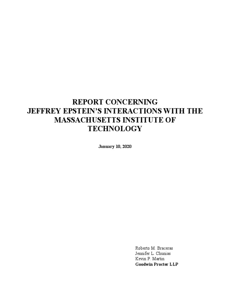 Read The MIT Report On Jeffrey Epstein's Interactions With MIT | PDF ...
