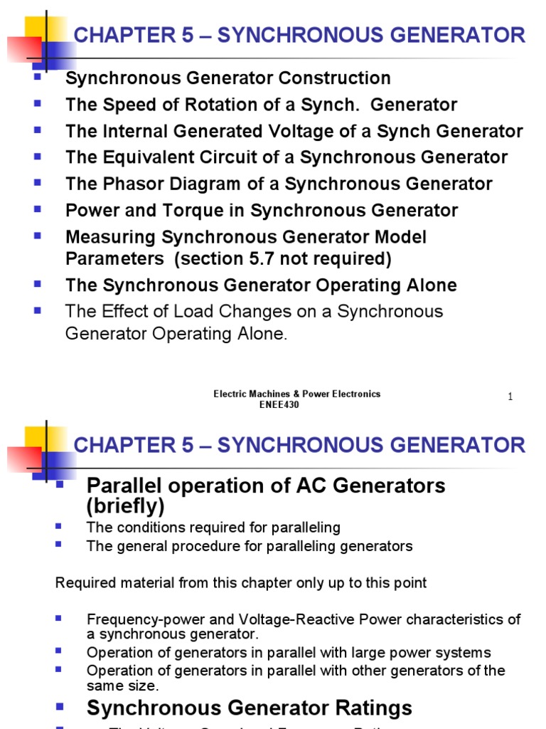Chapter 5 - Synchronous Generator: The Effect of Load Changes On A Synchronous Generator ...