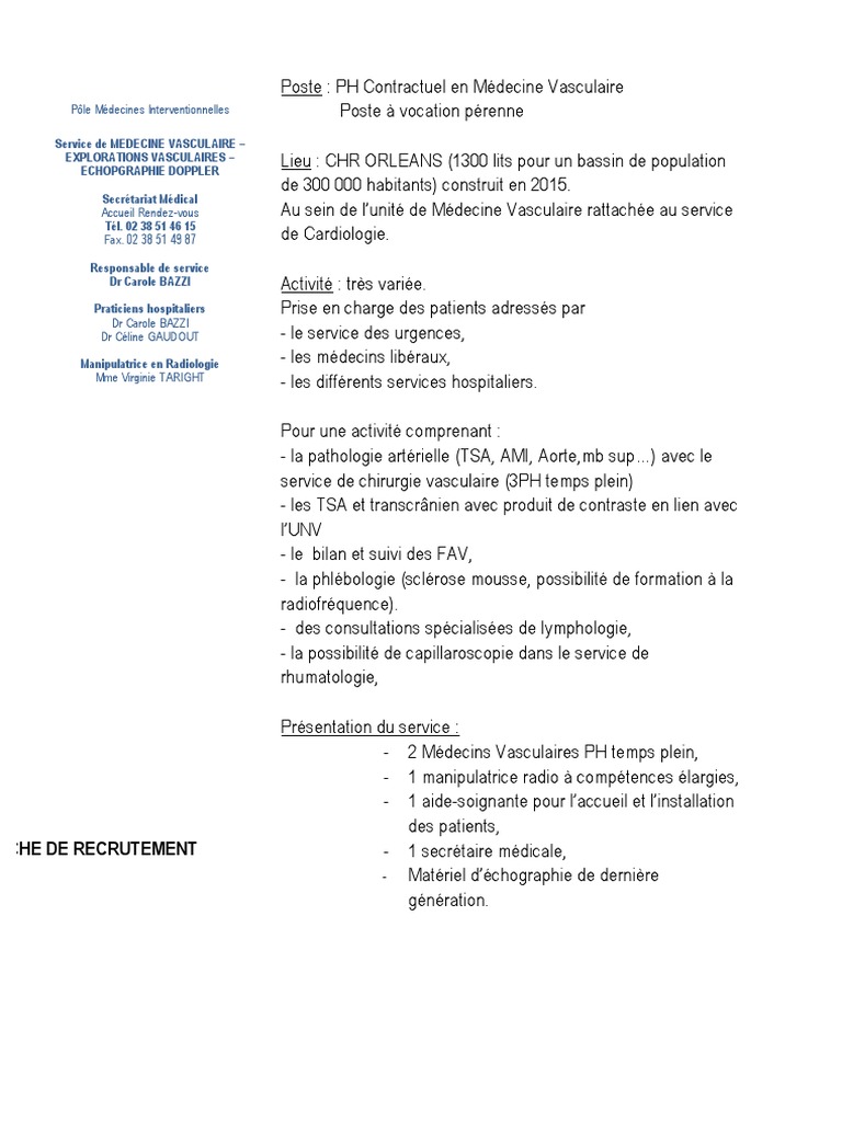 Fiche de Poste PH | PDF | Radiologie | Sciences de la santé