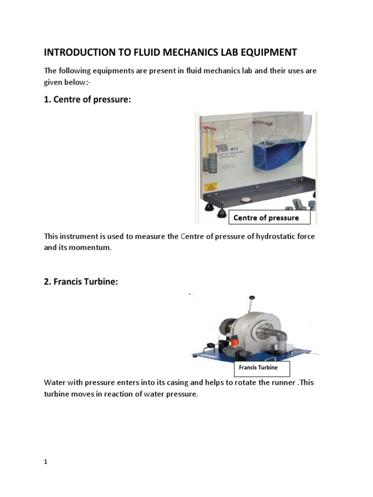 Introduction To Fluid Mechanics Lab Equipment PDF | PDF | Reynolds ...