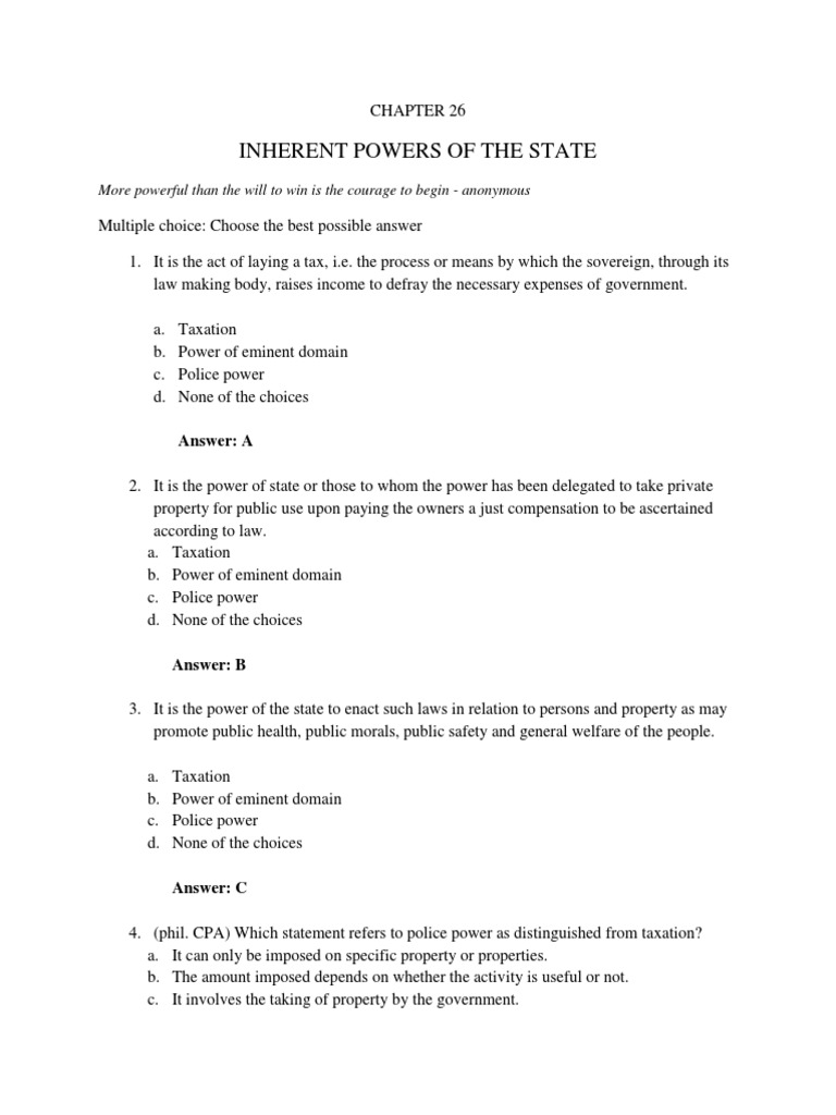 Inherent Powers of Taxation Explained | PDF | Eminent Domain | Taxes