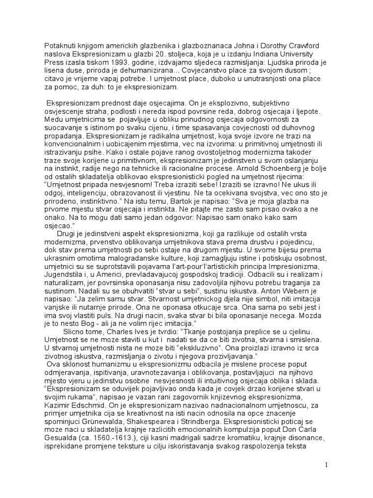 Ekspresionizam U Glazbi 20 | PDF