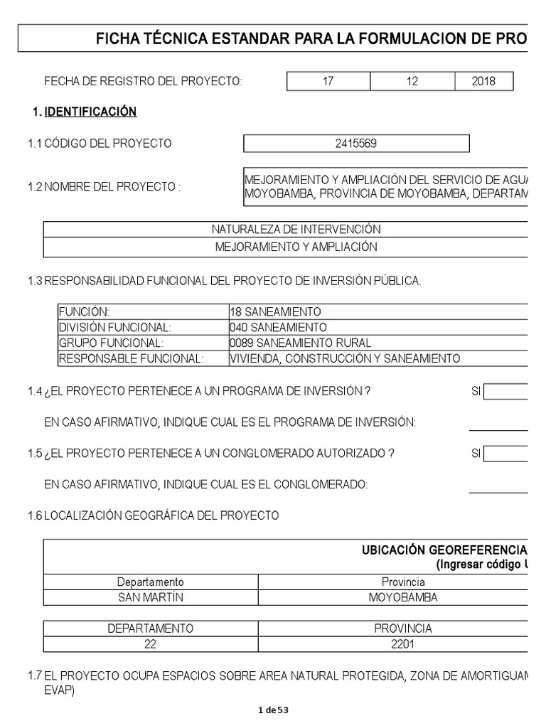 Modelo de Ficha Estándar Invierte - Pe (Juningue) | PDF | Saneamiento | Alcantarillado