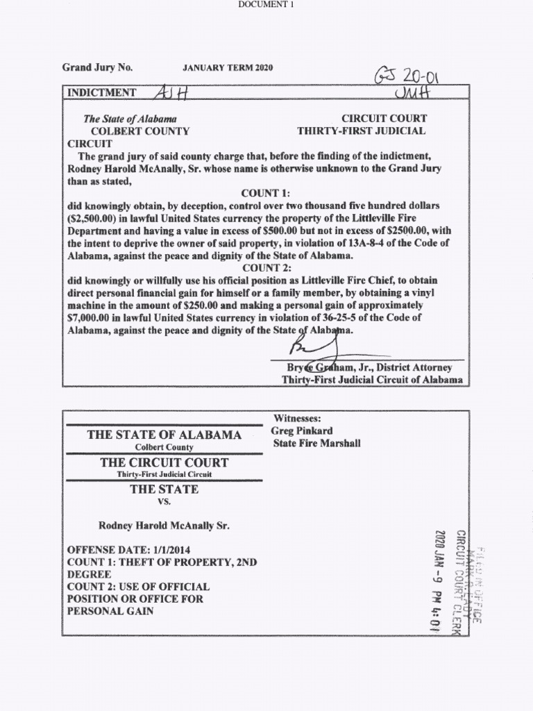 Fire Chief Rodney McAnally Indictment | PDF