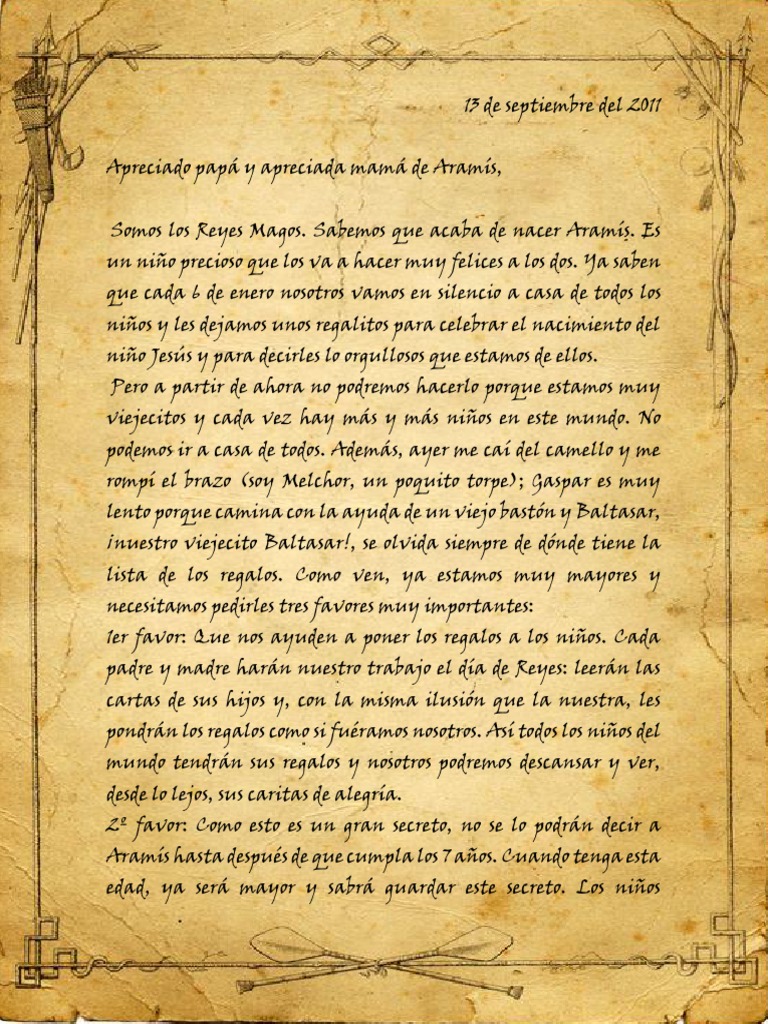 Carta de Los 3 Reyes Magos | PDF | Reyes Magos