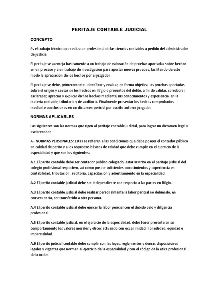 Peritaje Contable Judicial: Guía Completa | PDF | Testigo experto ...