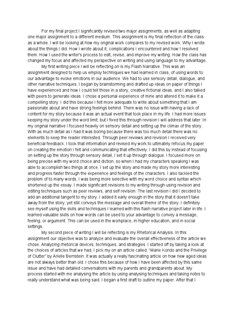 Reflective Essay 1 | PDF | Narrative | Essays