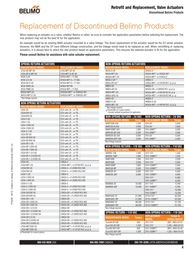 Discontinued Belimo Products Valve Actuators-1 PDF | PDF | Manufactured ...