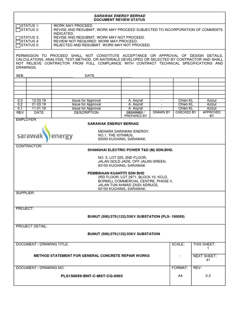 Method Statement For Concrete Repairing Works | PDF | Hazards | Risk ...