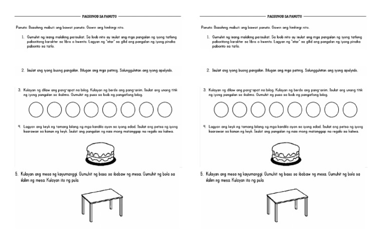 Pagsunod Sa Panuto 3 | PDF