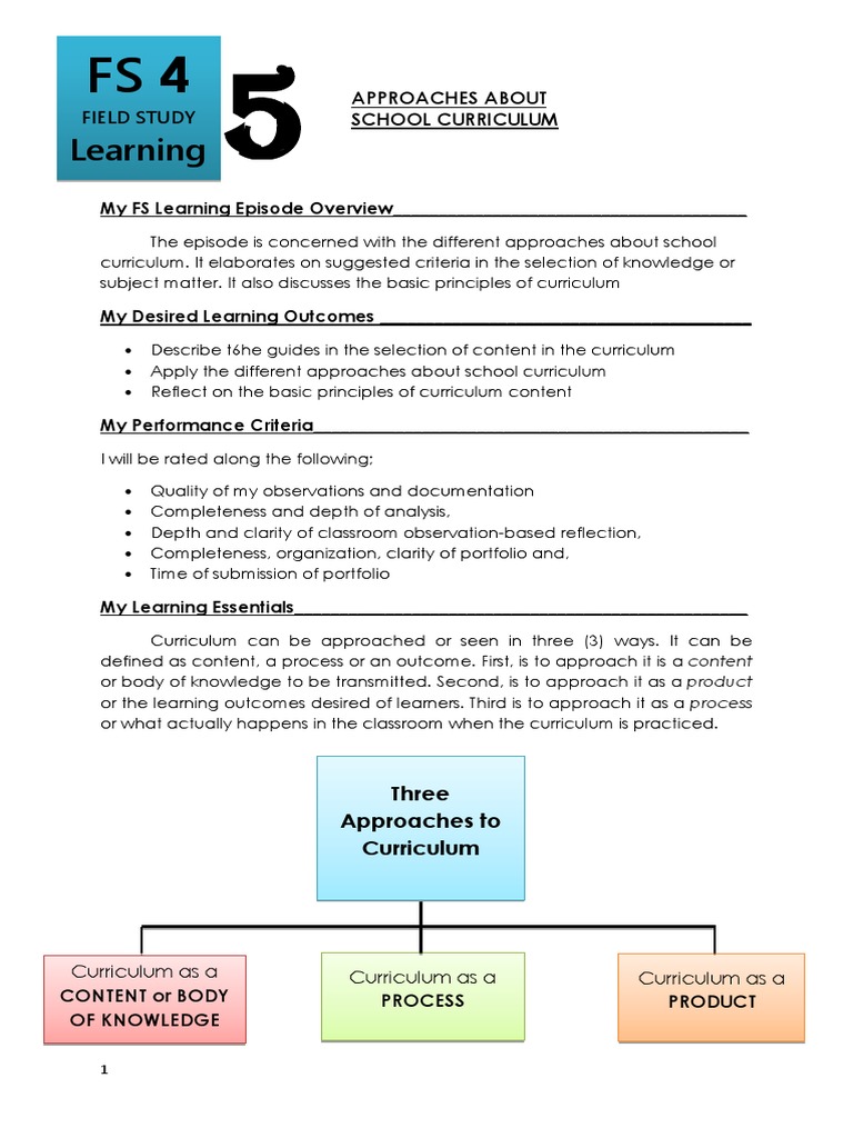 FS 4 EPISODE 5. | Curriculum | Learning