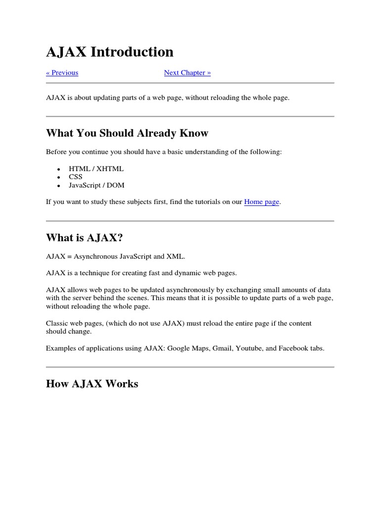 AJAX Introduction | PDF | Ajax (Programming) | Web Page