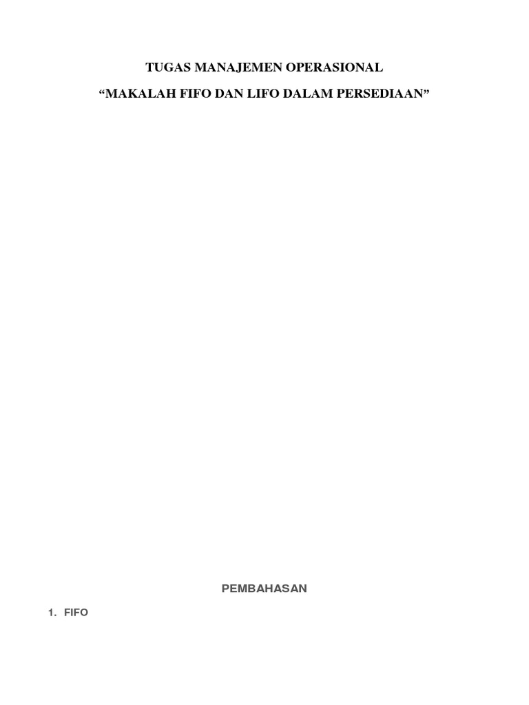 Tugas Manajemen Operasional-Fifo Lifo | PDF