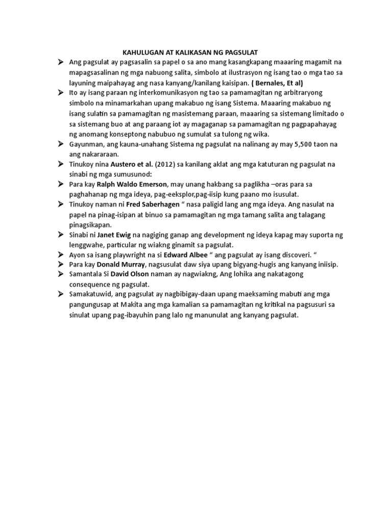 Kahulugan at Kalikasan NG Pagsulat | PDF