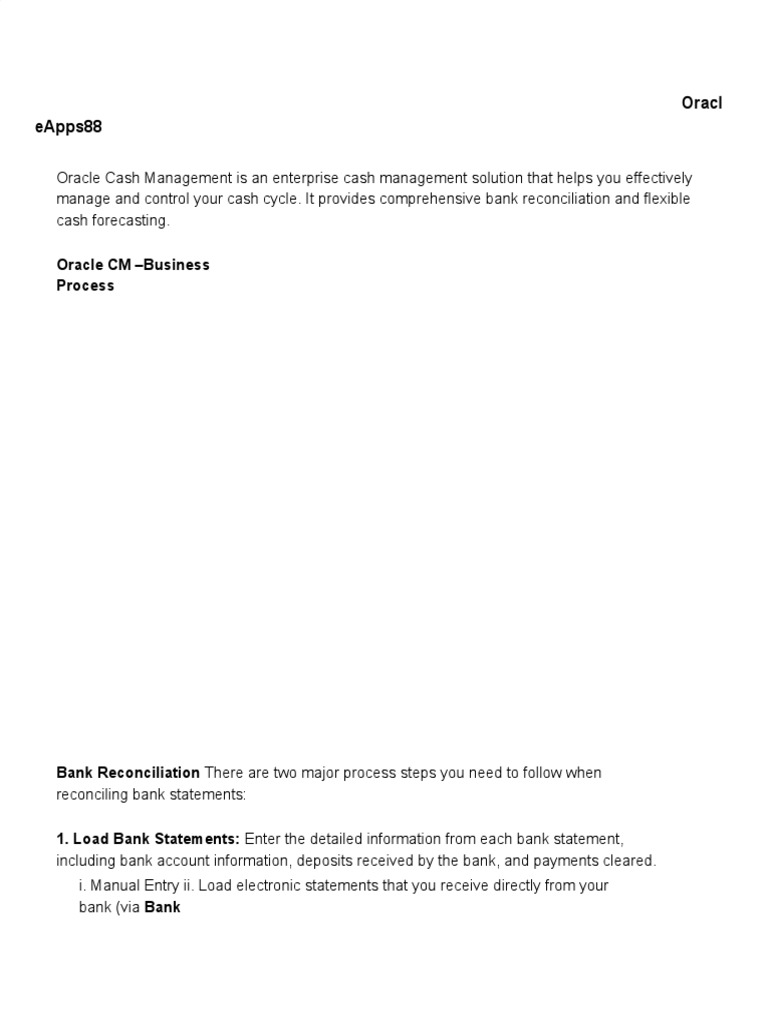 Oracle Cash Management | PDF | Receipt | Payments