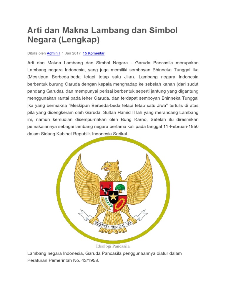 Arti Dan Makna Lambang Dan Simbol Negara | PDF