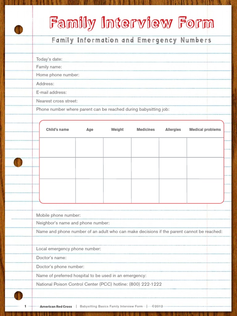 BBS Family Interview Form