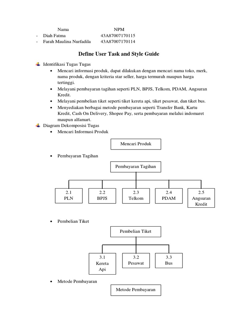 Identifikasi dan Dekomposisi Tugas User Task | PDF