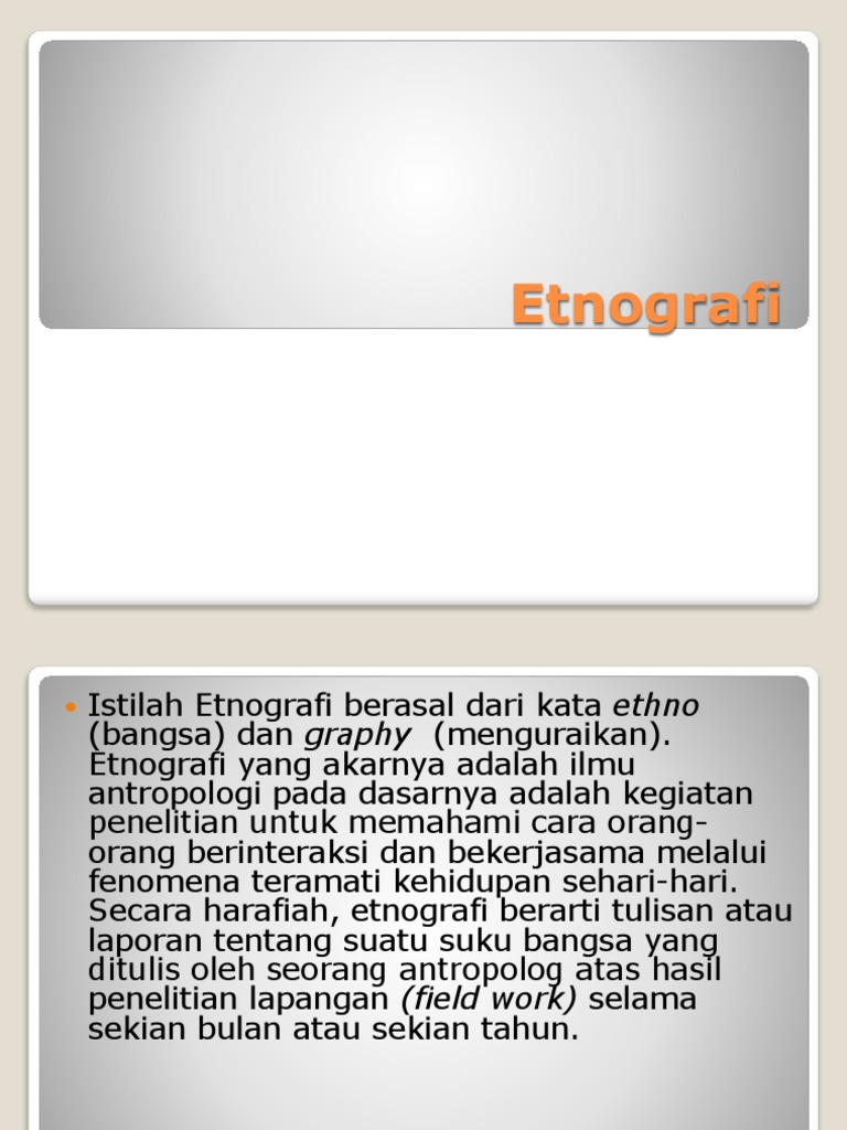 Panduan Lengkap Etnografi dan Metodenya | PDF