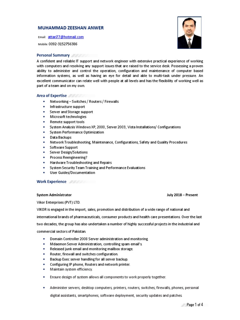 Zeeshan CV | PDF | Information Security | System Administrator