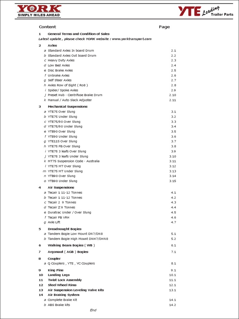 Product-Catalogue-Axle York PDF | PDF | Breach Of Contract | Sales