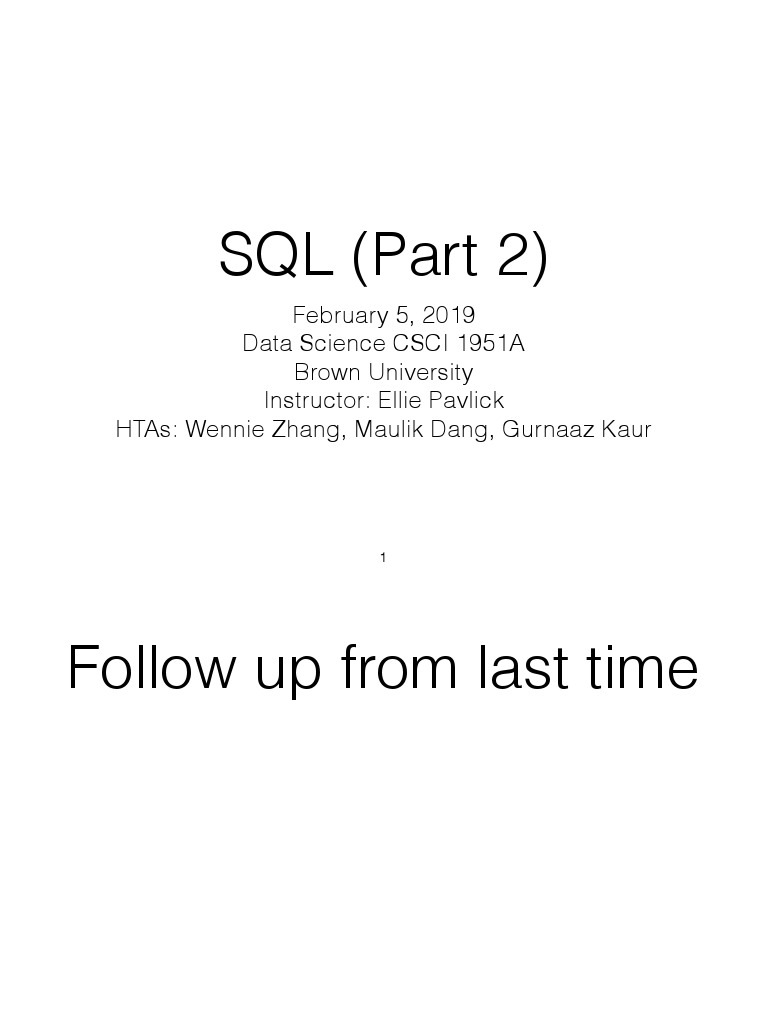 2019 02 05 Lecture3 sql2 PDF | PDF | Information Science | Data Management