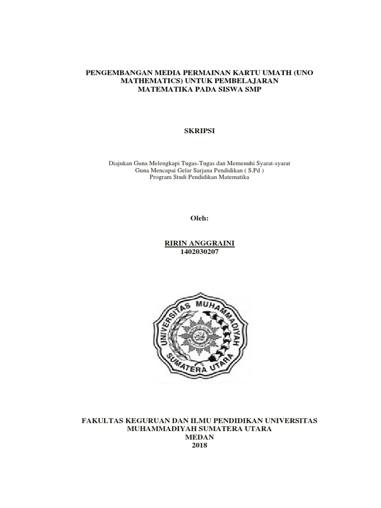Pengembangan Media Permainan Kartu Umath Uno Mathematics Untuk