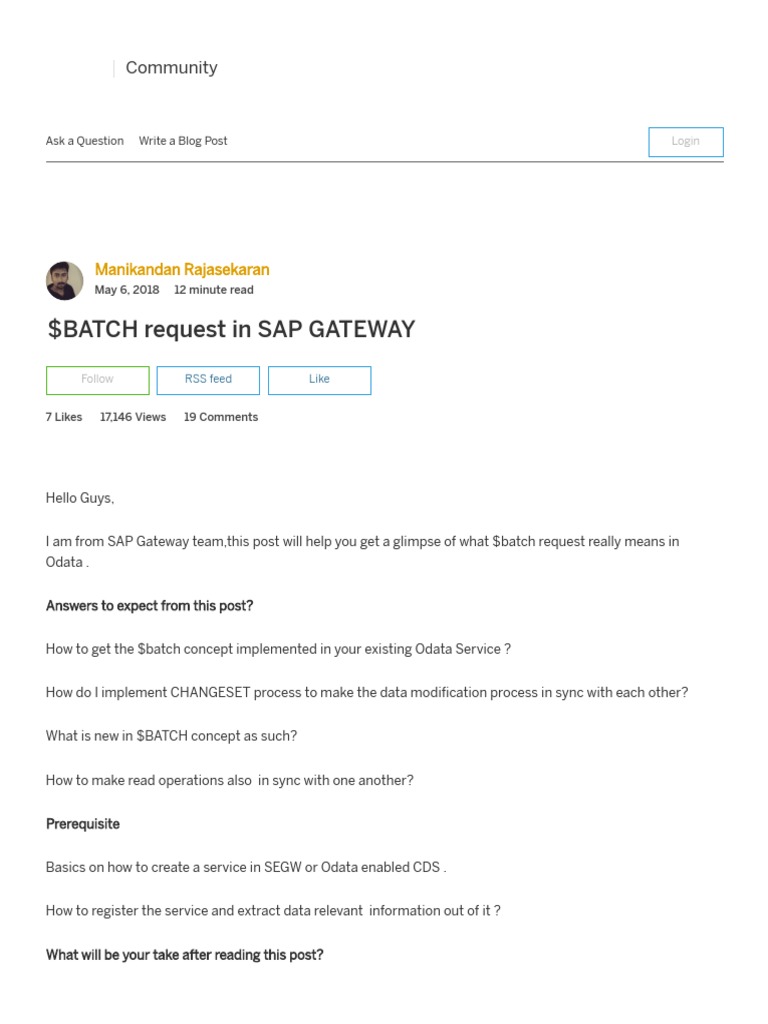 BATCH Request in SAP GATEWAY | PDF | Hypertext Transfer Protocol | Areas Of Computer Science