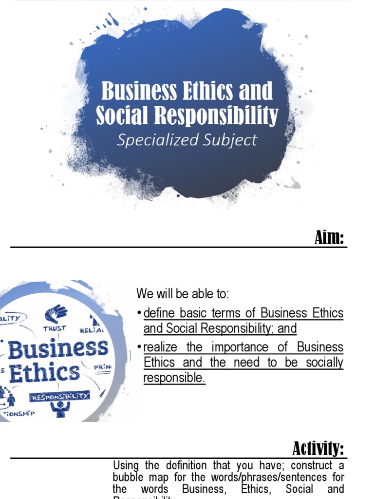 Introduction To Business Ethics and Social Responsibility | PDF ...