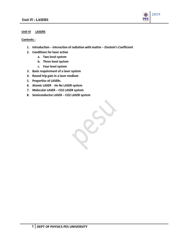 Lasers: Synthesis, Techniques and Applications | PDF | Coherence ...