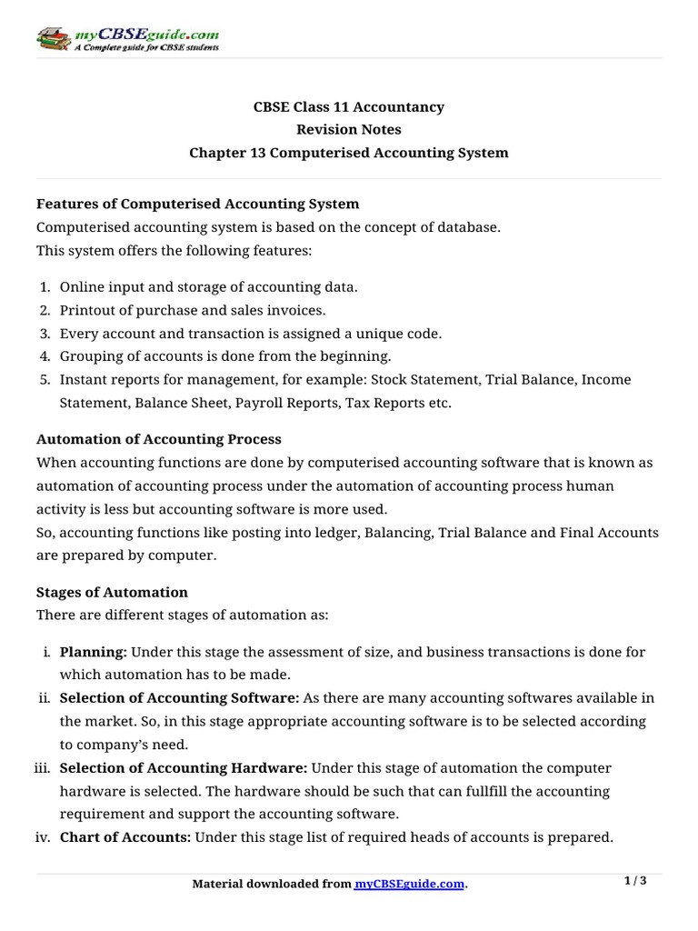 11 Acc Notes ch13 | PDF | Accounting | Automation