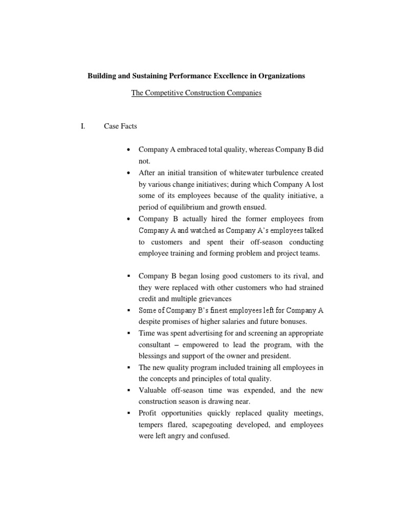 Building and Sustaining Performance Excellence in Organizations | PDF ...