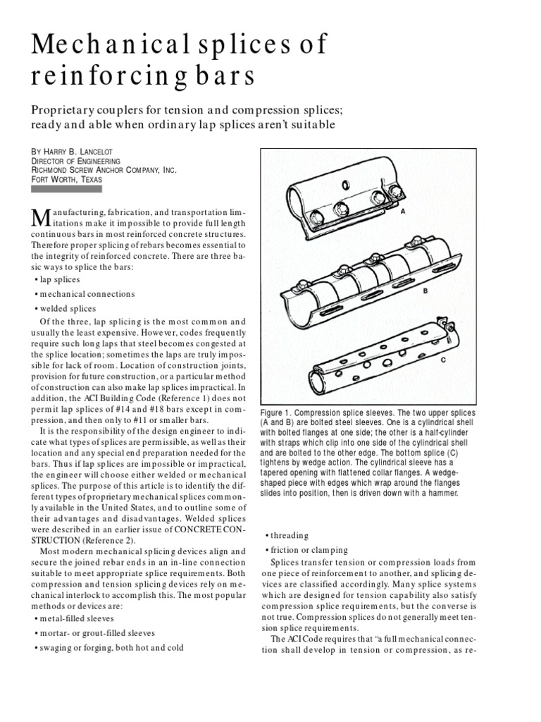 Mechanical Splices of Reinforcing Bars PDF | PDF | Forging | Screw