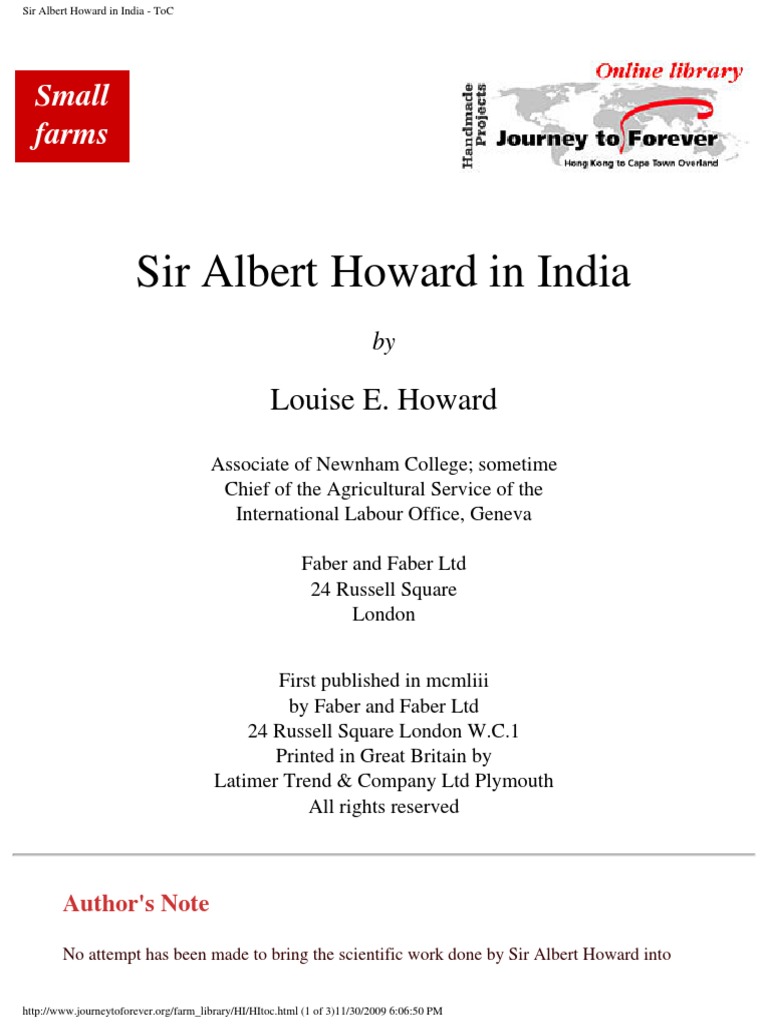 On Food Crops Sir Albert Howard in India 1910 | PDF | Agriculture | Wheat
