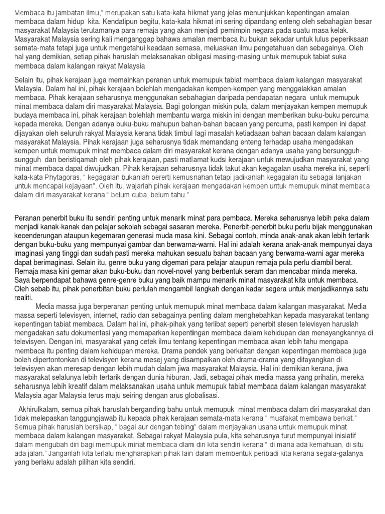 Cara Memupuk Minat Membaca Dalam Kalangan Masyarakat Pdf